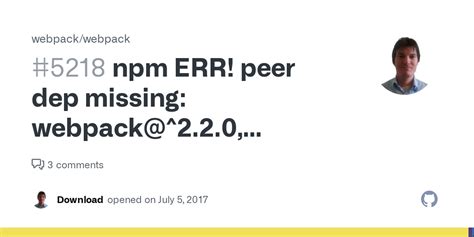 Npm ERR Peer Dep Missing Webpack Required By Webpack Dev Server Issue