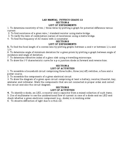 Physics Lab Manual Original Pdf Diode Electrical Resistance And