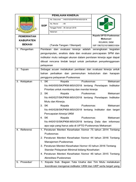 Sop Monitoring Indikator Kinerja Pdf
