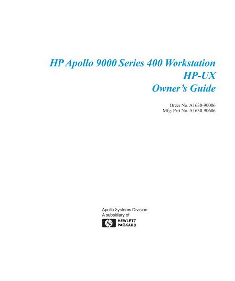Pdf Hp Apollo 9000 Series 400 Workstation Hp Ux Owners · Pdf Filehp