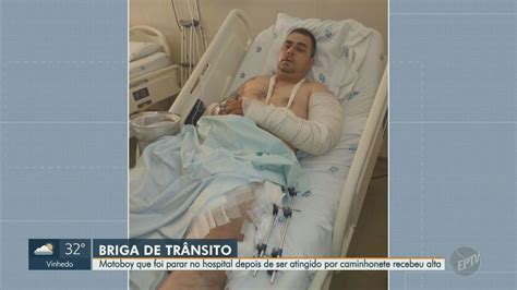 Motoboy atropelado em Campinas após briga de trânsito pode ter sequelas no braço e perna