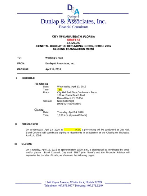 CLOSING TRANSACTION MEMO Doc Template PdfFiller