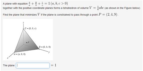 Solved A Plane With Equation X A Y B C A B C Chegg
