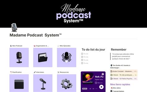 Madame Podcast System Modèle Notion