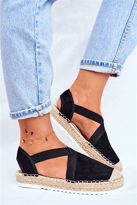 Espadryle Damskie z wycięciem Czarne Motive Bugo pl buty damskie