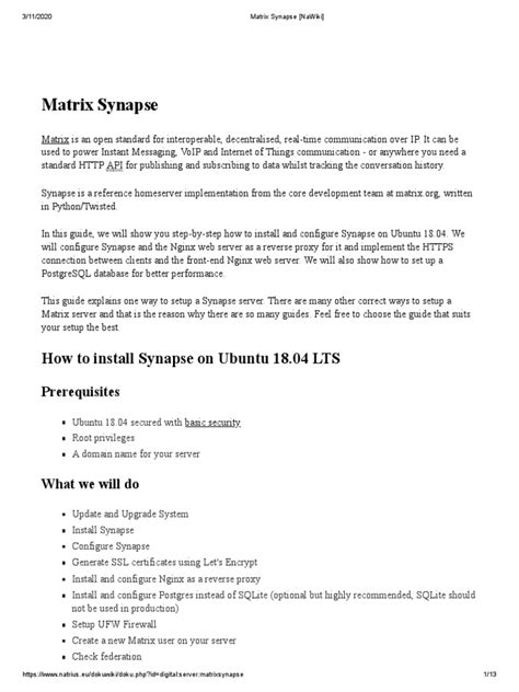 Matrix Synapse 1 3 Pdf Internet Architecture Communications Protocols