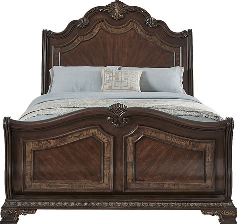 Priscilla Brown Cherry Dark Wood 3 Pc King Sleigh Bed Rooms To Go