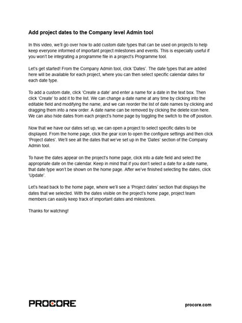 Admin Tool Add Project Dates To The Company Level Admin Tool En Gb Pdf