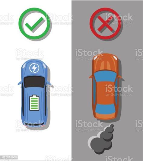 전기 전송 개념입니다 일반적인 Combussion 자동차 비교와 전기 차입니다 가솔린에 대한 스톡 벡터 아트 및 기타 이미지 가솔린 개념 경제 Istock