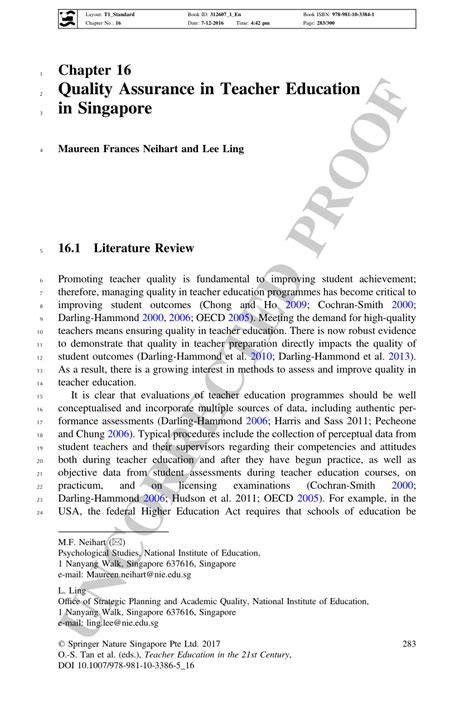 Pdf Quality Assurance In Teacher Education In Singapore