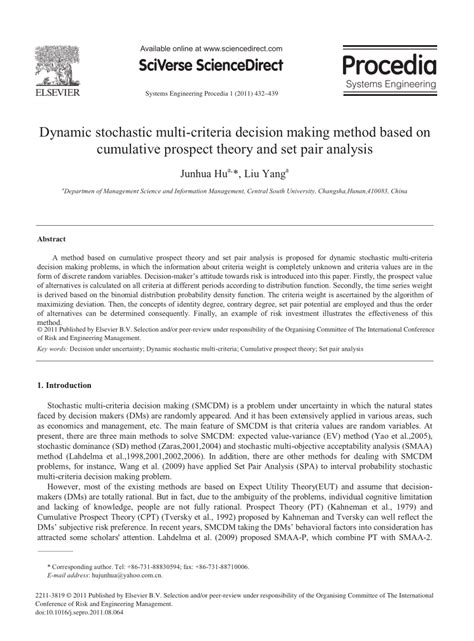 pdf dynamic stochastic multi criteria decision making method based on