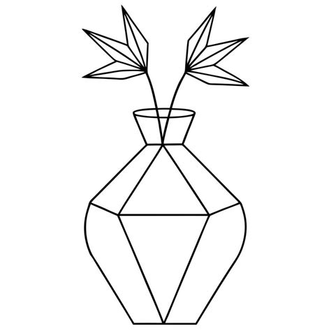Geometric Plant Vase Outline Illustration Line Art 51276643 Vector Art