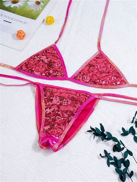 Woman Sexy Sequins Lingerie Set Clothing Shoes And Jewelry Temu