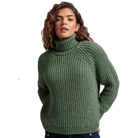 Superdry Slouchy Stitch Roll Neck Pullover Grün Dressinn