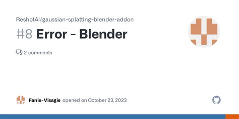 Error Blender · Issue 8 · Reshotaigaussian Splatting Blender Addon