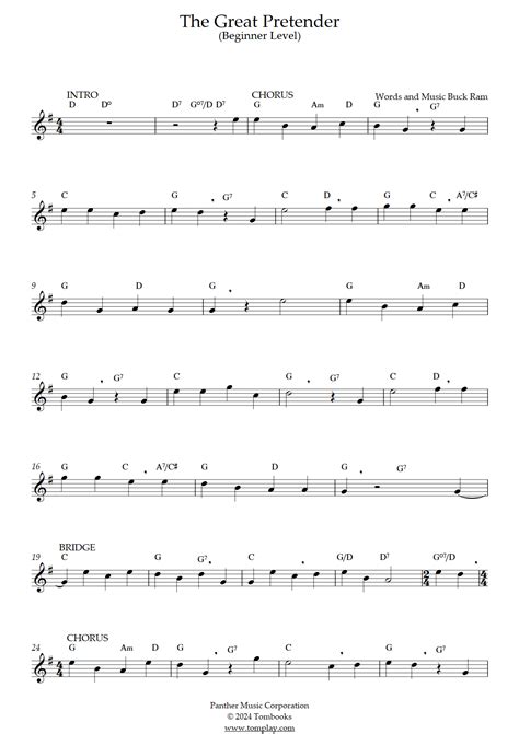 The Great Pretender Beginner Level Alto Sax Freddie Mercury