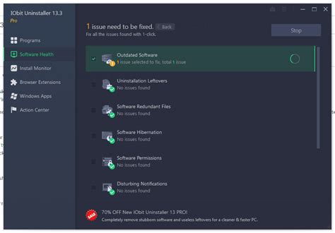 Iobit Uninstaller 13 Software Health And Stuck At Fixing Outdated