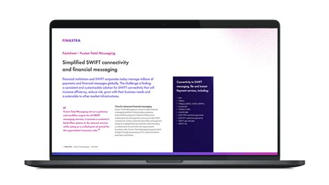 Swift Connectivity And Financial Messaging Finastra