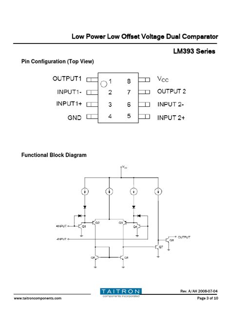 Lm393 Datasheet Pdf Low Power Low Offset Voltage Dual Comparator