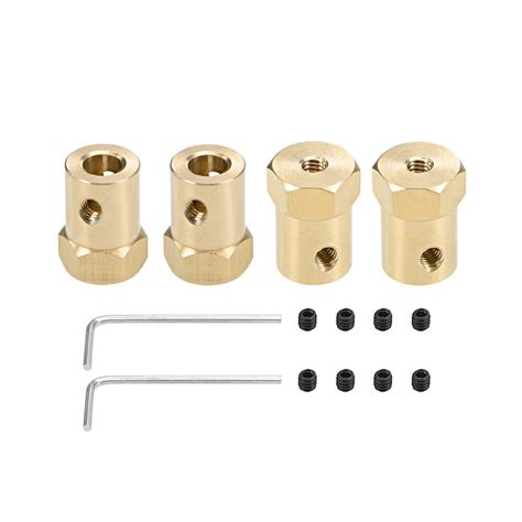 Uxcell Hex Coupler 6mm Bore Motor Hex Brass Shaft Coupling Connector