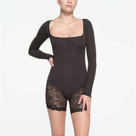 Fits Everybody Lace Long Sleeve Onesie Onyx