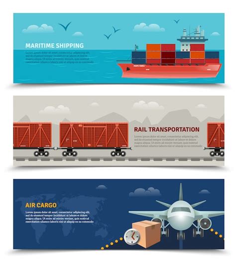 Banners Horizontales De Transporte Vector Gratis