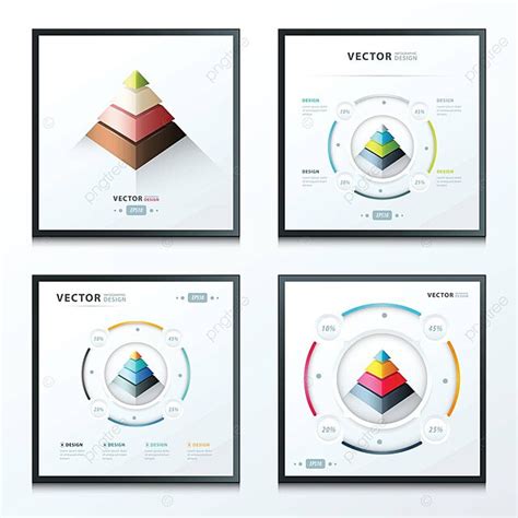 Pyramid Infographic Set Illustration Vertical Geometry Vector