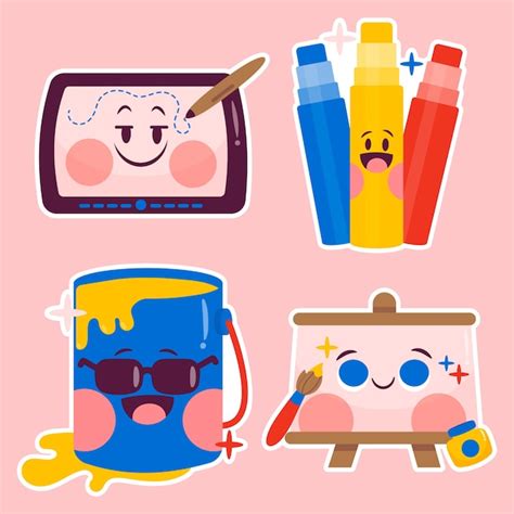 색연필 스티커 도안 벡터 Freepik에서 무료 고품질 벡터를 다운로드하세요 Freepik