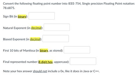 Solved Convert The Following Floating Point Number Into Chegg