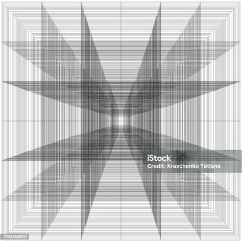기하학적 별 선 모노크롬 추상 패턴입니다 수렴하는 스트라이프 모양 착시 효과 0명에 대한 스톡 벡터 아트 및 기타 이미지 0명 3차원 형태 개념 Istock