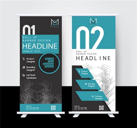Premium Vector Building Construction Roll Up Banner Template 02