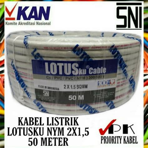 Jual Kabel Listrik Kawat LOTUSku NYM 2x1 5 2x1 5 50 Meter 50m 50