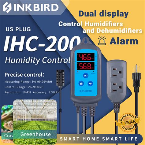 Inkbird IHC-200 US Plug 110V~220V Humidity Controller Pre-wired ...