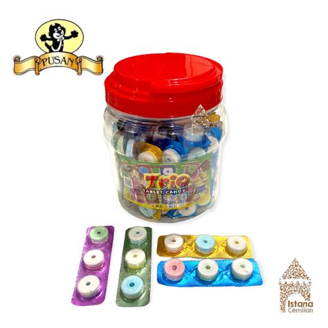 Pusan Trio Tablet Candy Candy Candy Blow Whistle Jar 45pcs Shopee