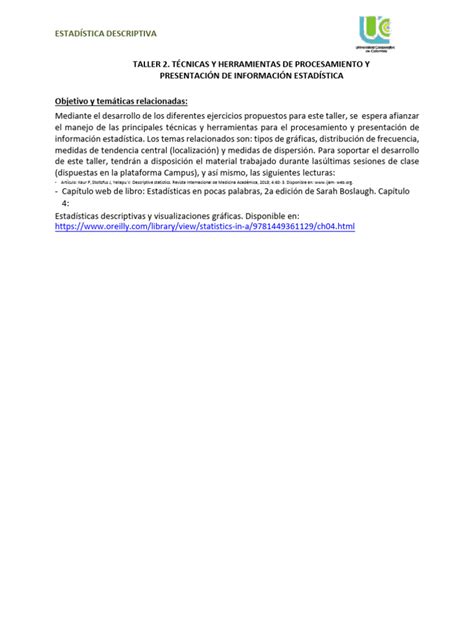 Taller Estadistica Descriptiva Carlos Tole Pdf