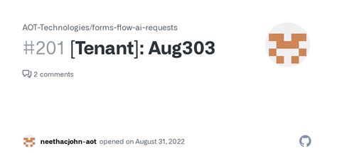 Tenant Aug Issue Aot Technologies Forms Flow Ai Requests