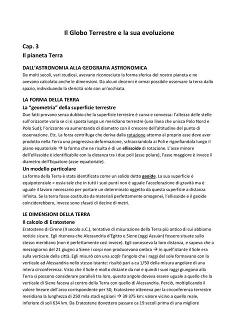 Riassunto Del Manuale Il Globo Terrestre E La Sua Evoluzione