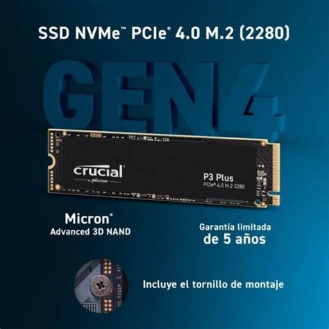 Crucial P3 Plus 1TB SSD M 2 3D NAND NVMe PCIe 4 0 PcComponentes