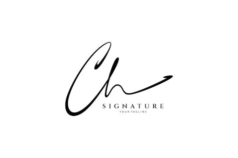 Logótipo Monogram Ch Em Estilo De Design De Assinatura Preto E Branco