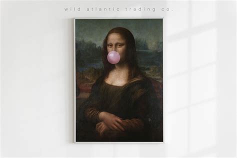 Printable Mona Lisa Bubblegum Altered Famous Art Bubble Etsy