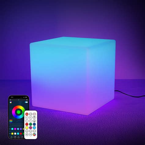 Mrgo 10 Inch Rechargeable Led Cube Light Wremote 16 Rgb Colors And Dimmable Led