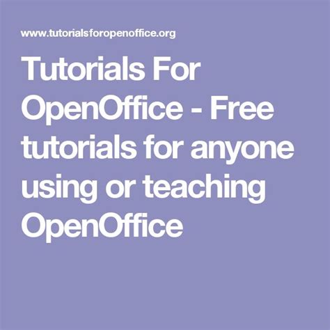 Tutorials For OpenOffice