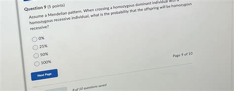 solved question 9 5 ﻿points homozygous recessive