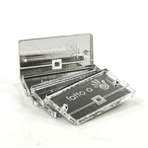Etiqueta Handmade Plexi Efecto Espejo Plata Dibujo Pochette 5 Pz