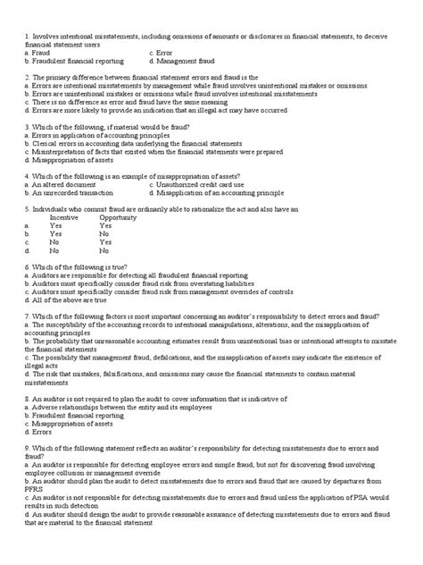 Detecting Financial Statement Fraud And Errors Pdf Internal Control Financial Audit