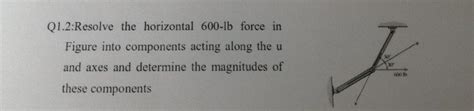 Solved Q1 2 Resolve The Horizontal 600 Lb Force In Figure