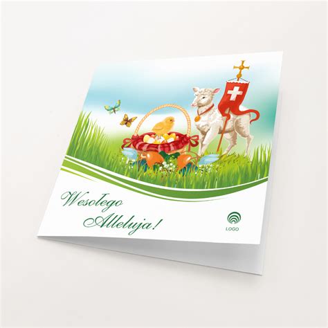 Religijna Kartka Wielkanocna Dla Firm BARANEK Z Logo Drukarnia Letica Pl