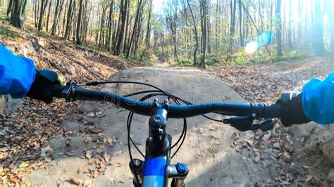 Amateur Rider On The Enduro Bike Riding On The Trail In The Autumn