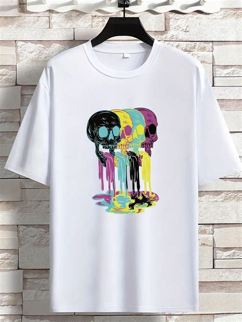 Plus Size Mens Skulls Graphic Tees Comfy Temu Netherlands