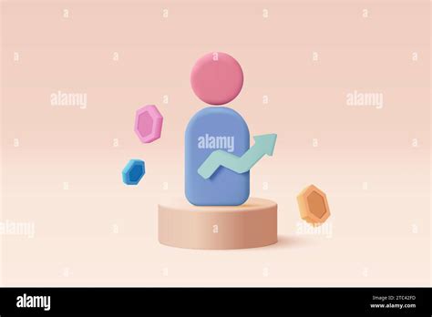 3d People In Team Leader Symbol And Trade Graph Problem Solving In Time Business Challenge In